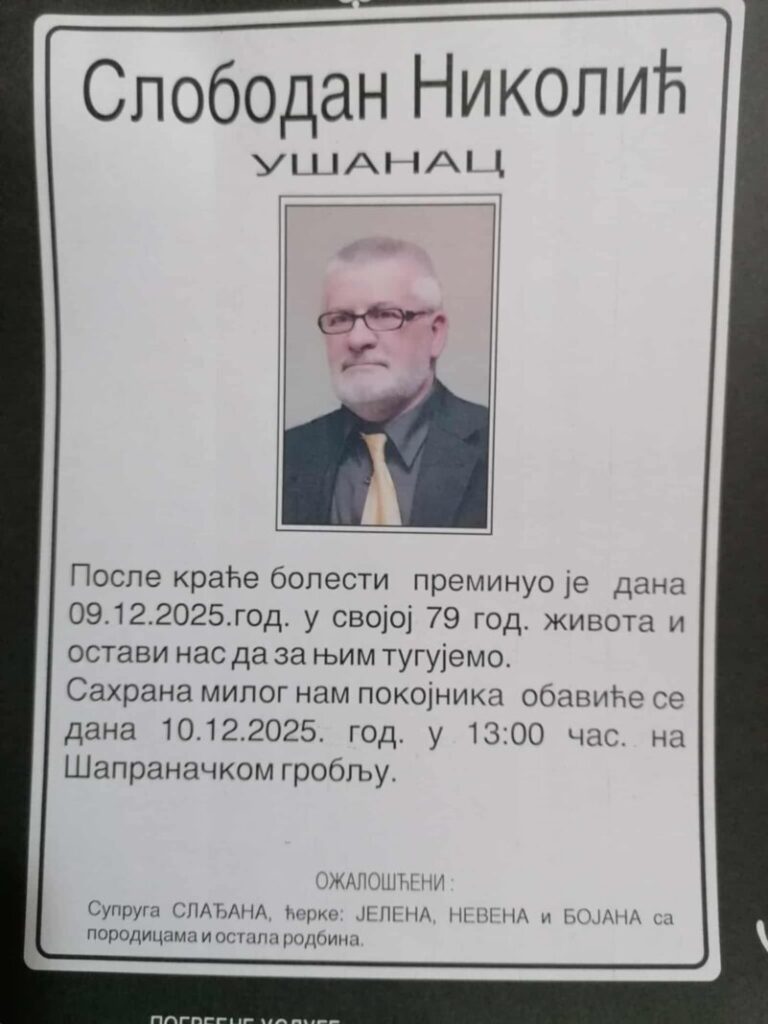 IN MEMORIAM: Slobodan Nikolić – Ušanac - Vranjski online magazin VOM